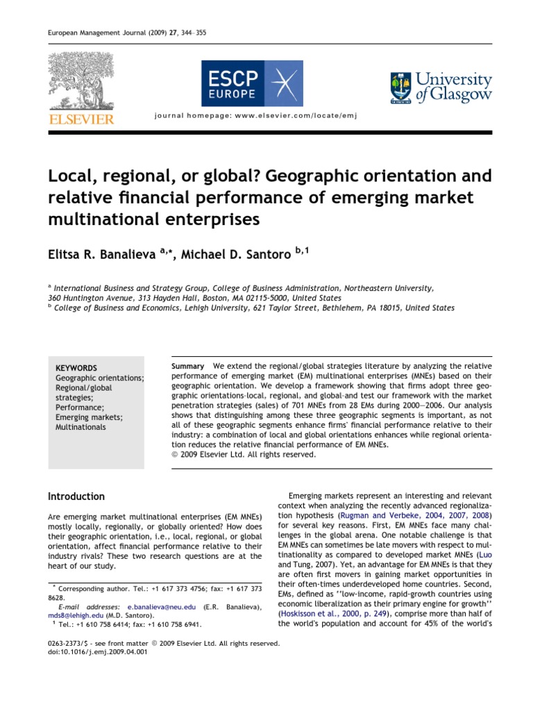 Local Regional or Global Geographic Orientation and Rel 2009 European ...