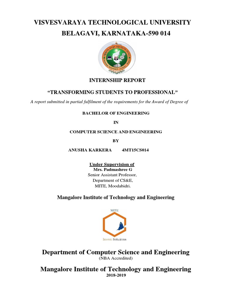 Belagavi, Karnataka-590 014: Visvesvaraya Technological University | PDF