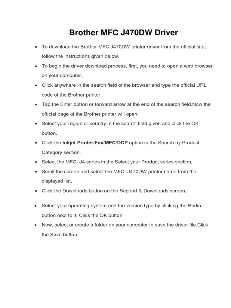 Brother MFC J470DW Driver Download and Install - Brother Setup | PDF | Computers