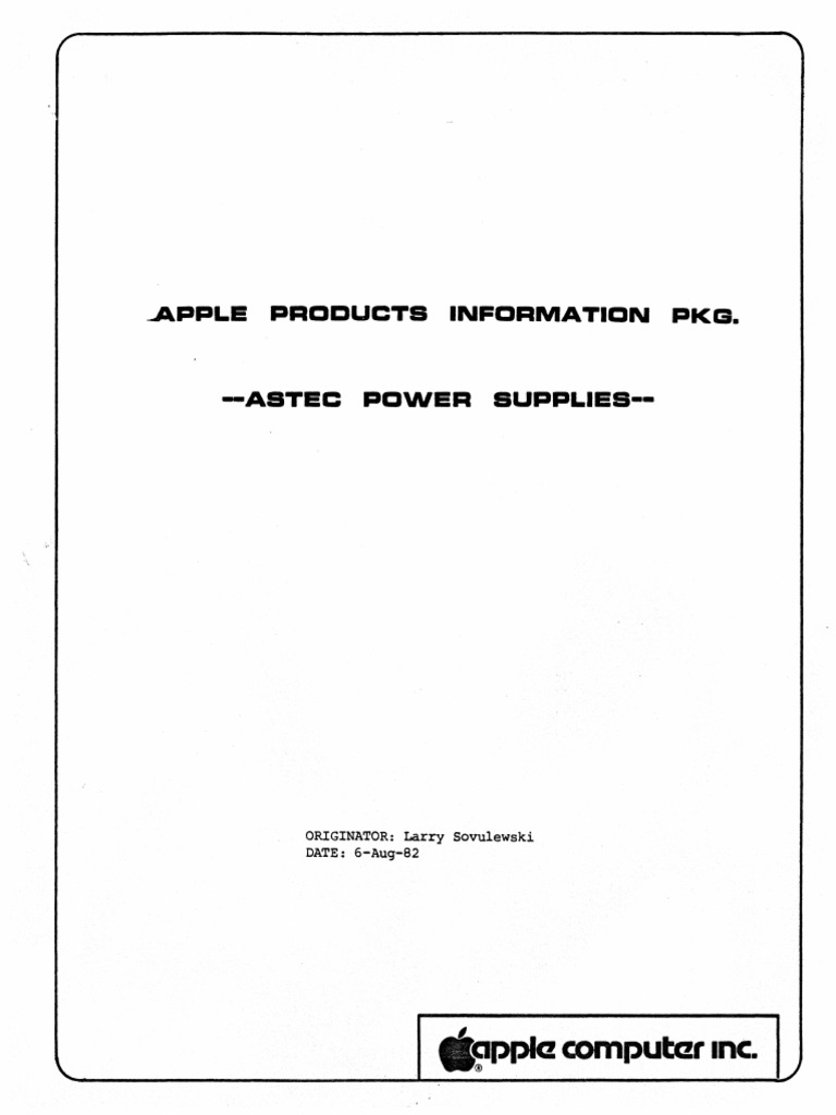 Astec Power Supplies Aug82 2 | PDF | Apple Inc. | Electronic Engineering
