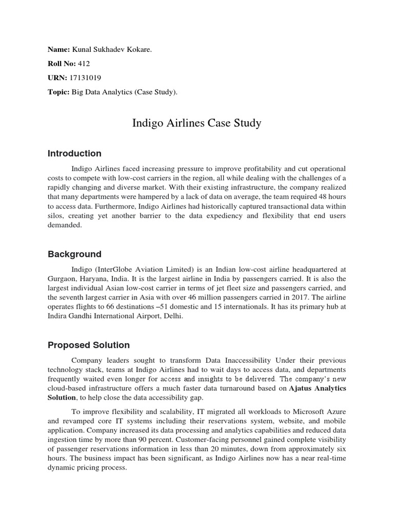 412 - Indigo Airlines Case Study | Download Free PDF | Airlines | Analytics