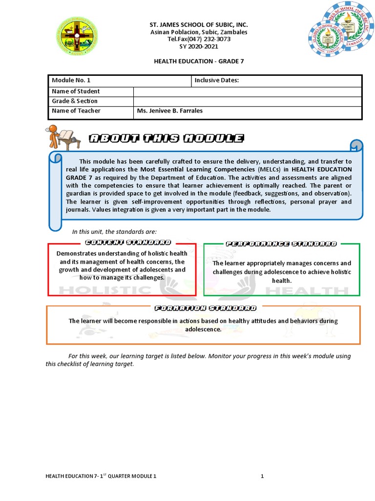 Grade 7 Health Module | PDF