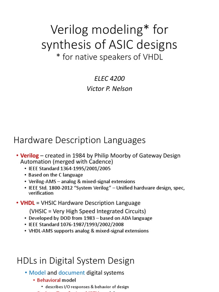 Verilog Overview 4200 | PDF | Hardware Description Language | Vhdl