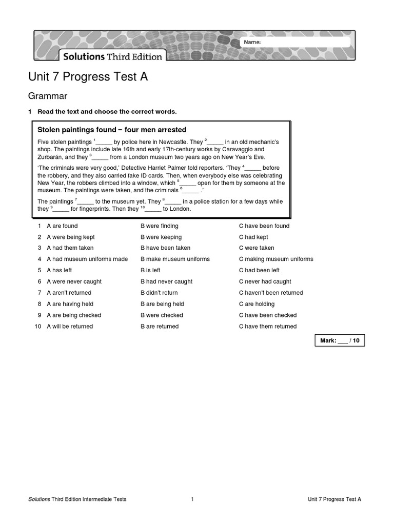 Sol3e Int U7 Progress Test A | PDF | Tibet | Sculpture