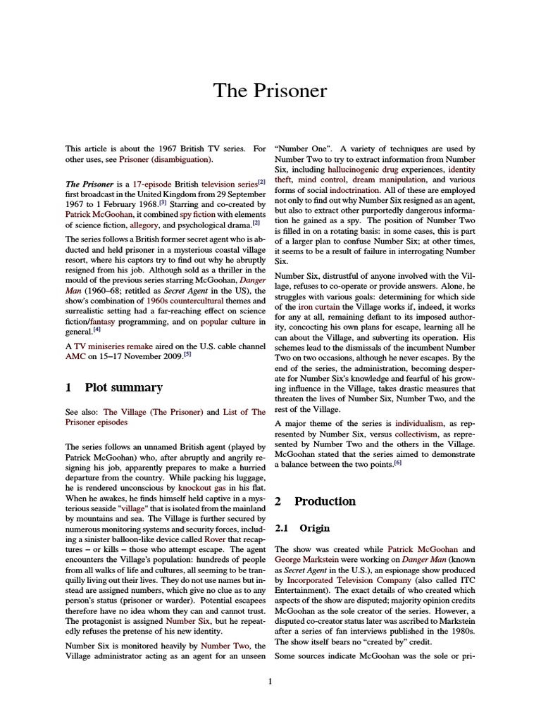 The Prisoner: 1 Plot Summary | PDF | Young Adult