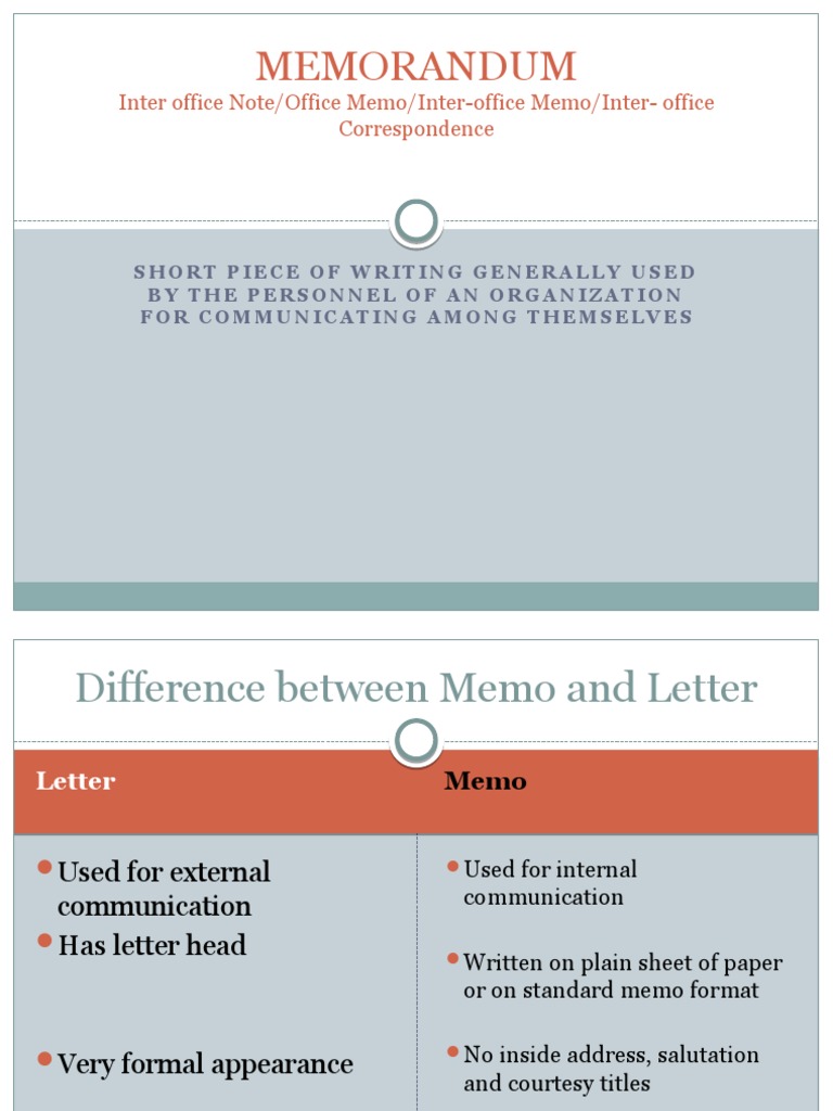 Memorandum: Inter Office Note/Office Memo/Inter-office Memo/Inter ...