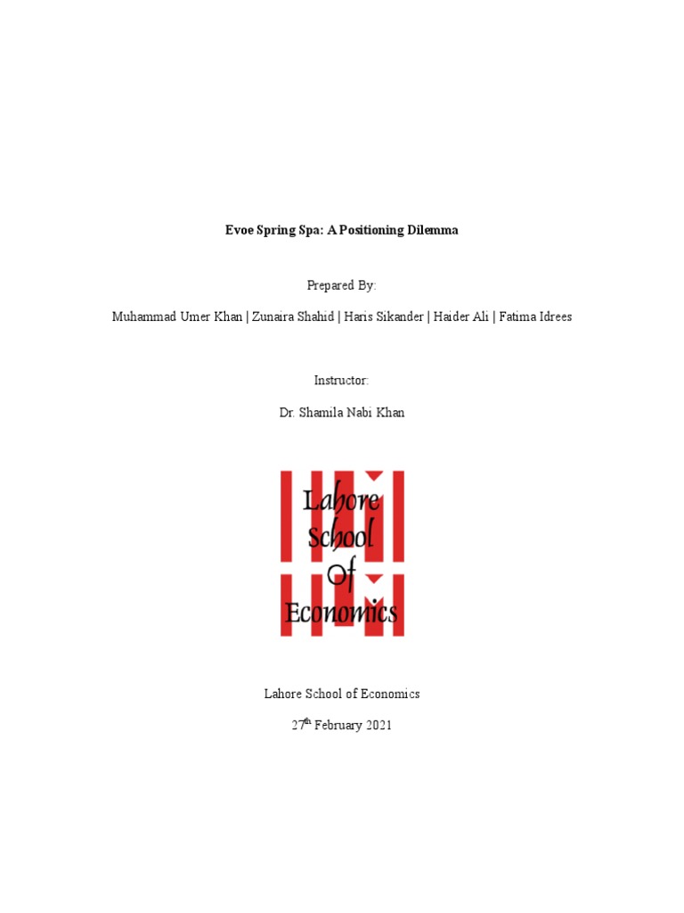 Evoe Spring Spa Case Study Group Assignmnet | PDF | Target Audience | Spa