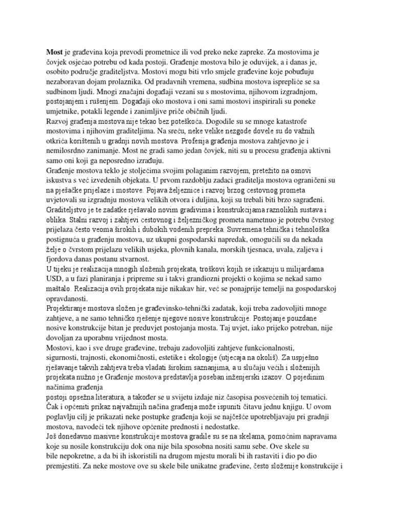 Most Je Građevina Koja Prevodi Prometnice Ili Vod Preko Neke Zapreke | PDF