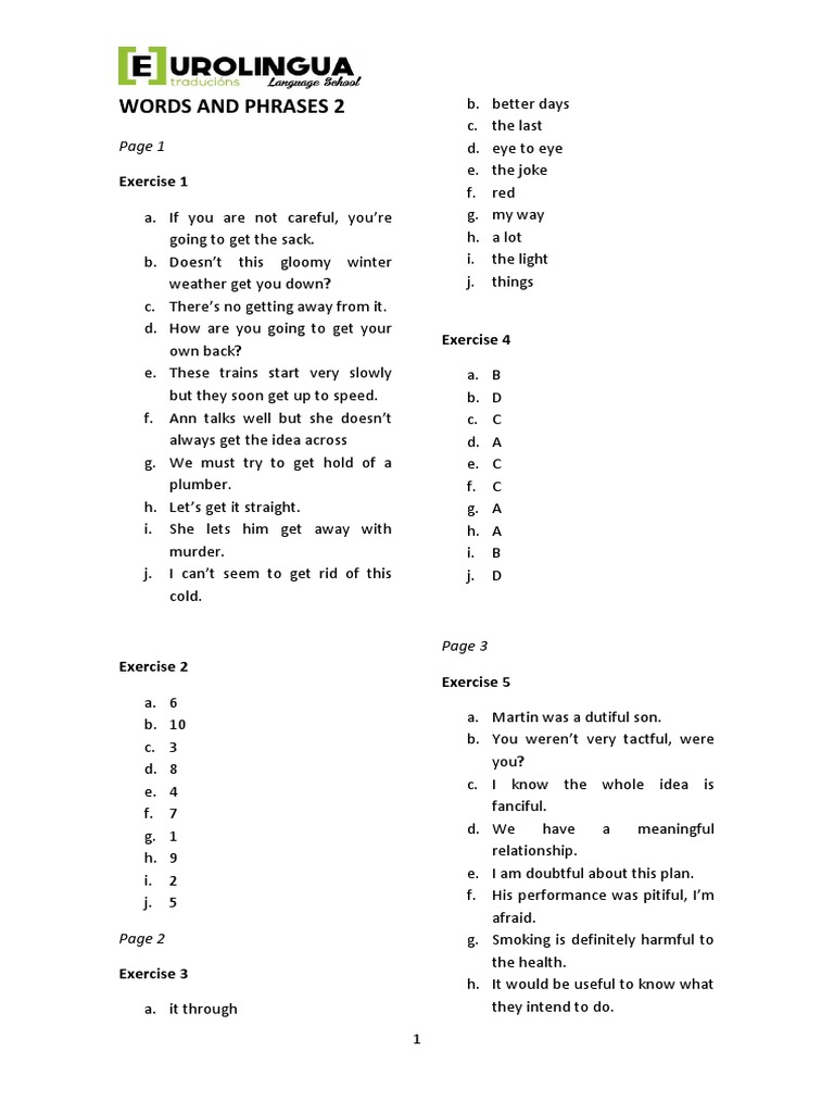 Common English Phrases Exercises | PDF