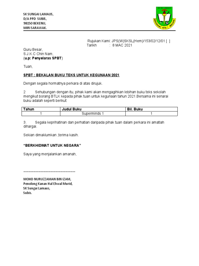 Surat Iringan SPBT | PDF