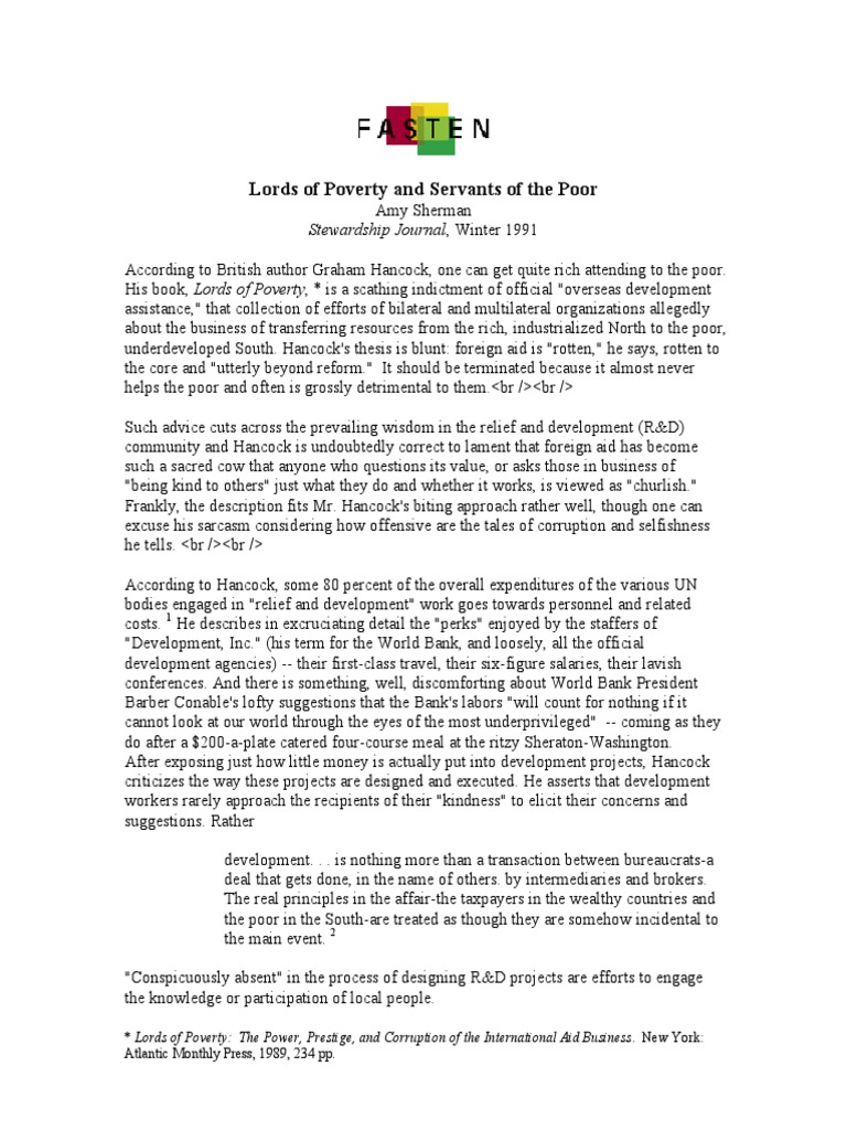 Lords Poverty Servants Poor | PDF | Aids | Poverty