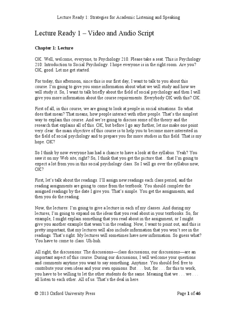 Lecture Ready 1 - Video and Audio Script | PDF | Printing | Printing Press