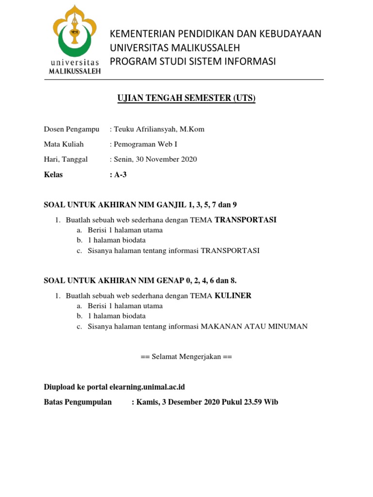 UTS Pemograman Web I - A3 | PDF