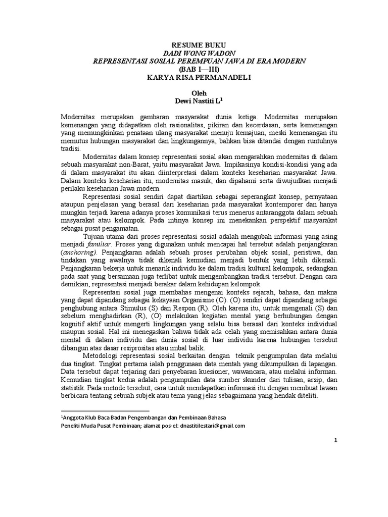 Resume Buku Risa Permanadeli - Dewi Nastiti | PDF
