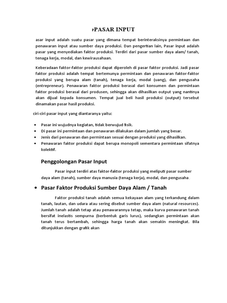 Pasar Input Dan Output Emmira Iffat 192010200451 | PDF