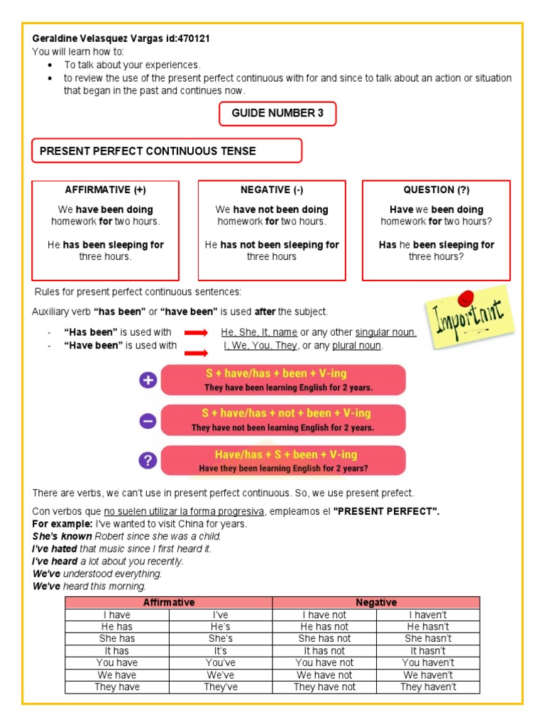 Guide 3 I Have Been Working On My Project.. | PDF | Verb | Grammar