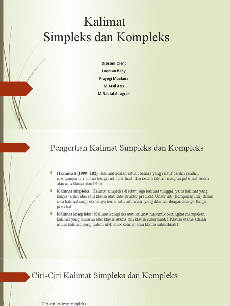 Tugas Kelompok Kalimat Simpleks Dan Kompleks | PDF