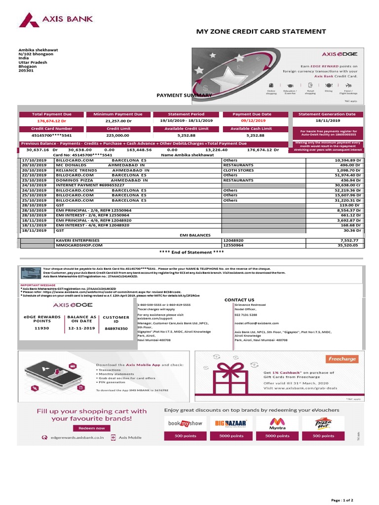 Credit Card Statement | PDF | Credit Card | Payments