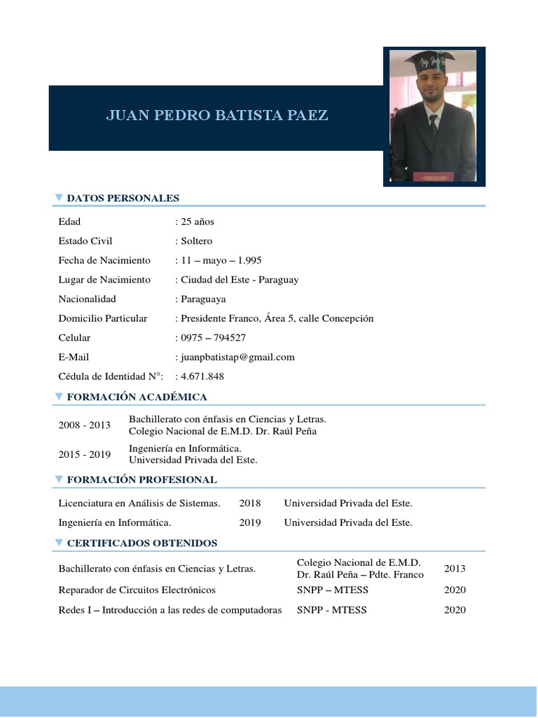 CV Juan Pedro Batista Paez | PDF | Microsoft Office | Malware