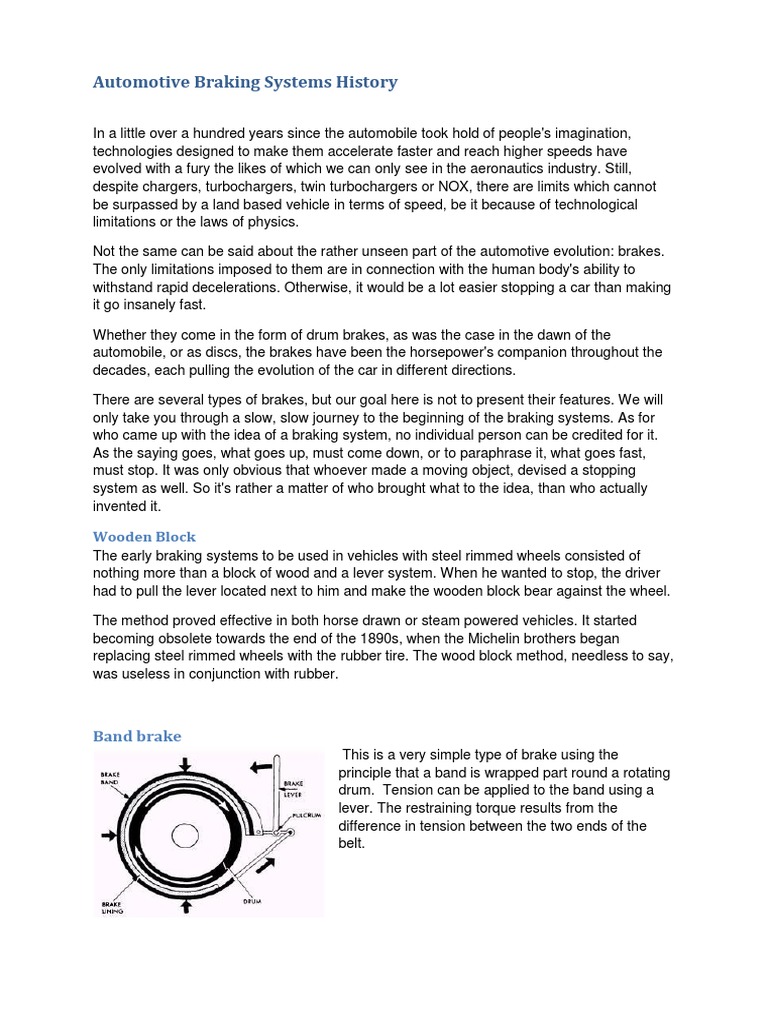 Evolution of Automotive Braking Systems | PDF | Brake | Anti Lock ...