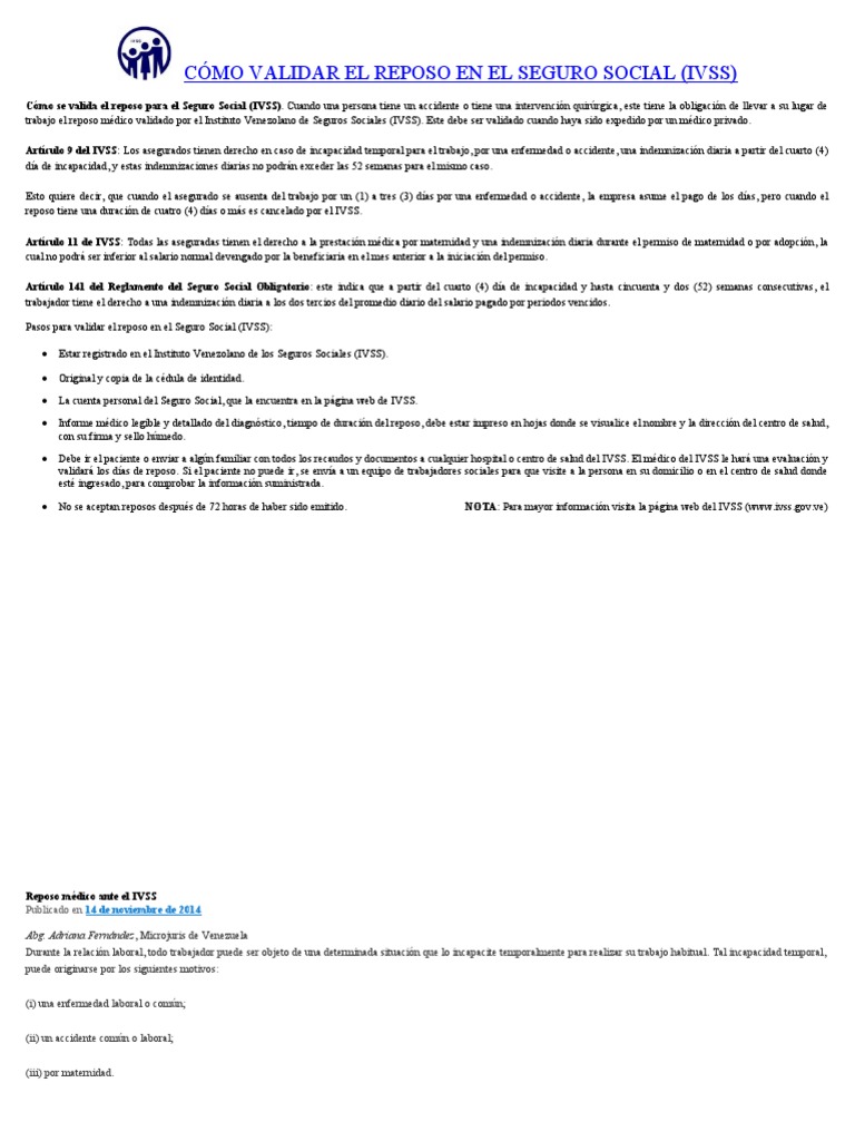 Cómo Validar El Reposo en El Seguro Social | PDF | Bienestar | Seguro