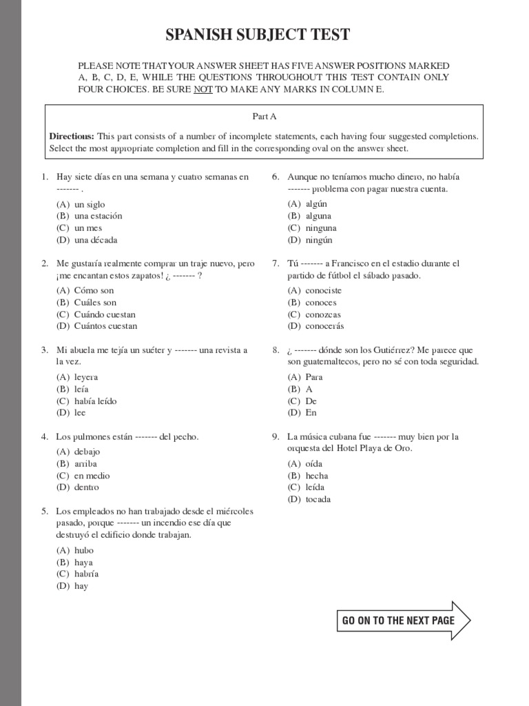 SAT2 Spanish Practice Test 2 | PDF | Civilización maya | Inmigración