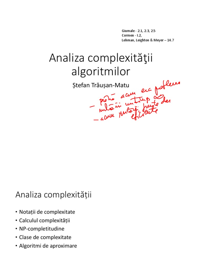 Curs 5 - Notatii de Complexitate | PDF