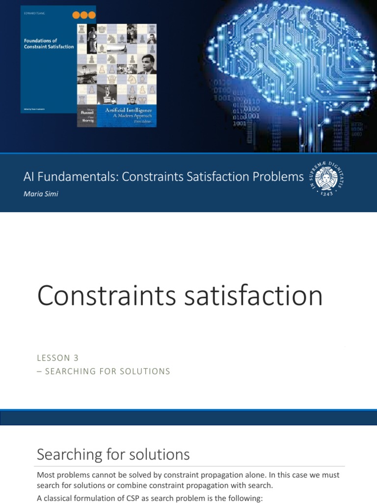 Ai Fundamentals Constraints Satisfaction Problems Maria Simi Pdf Algorithms Mathematics