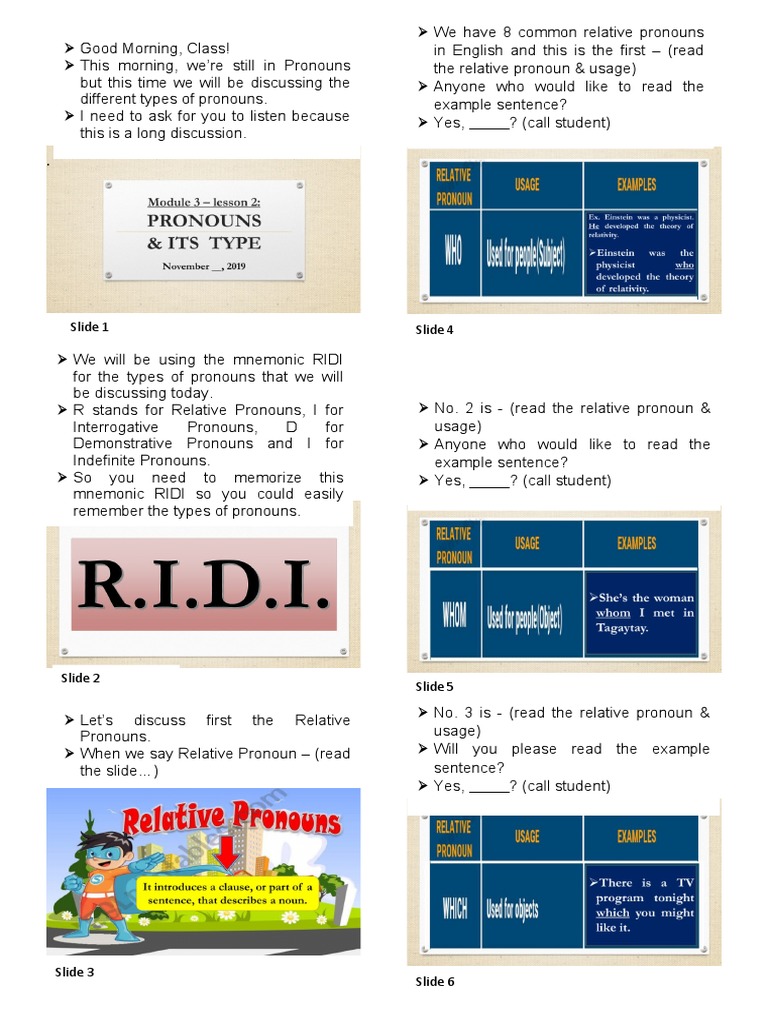 Lesson 2-6@DIS (Notes in Types of Pronouns) | PDF | Pronoun ...