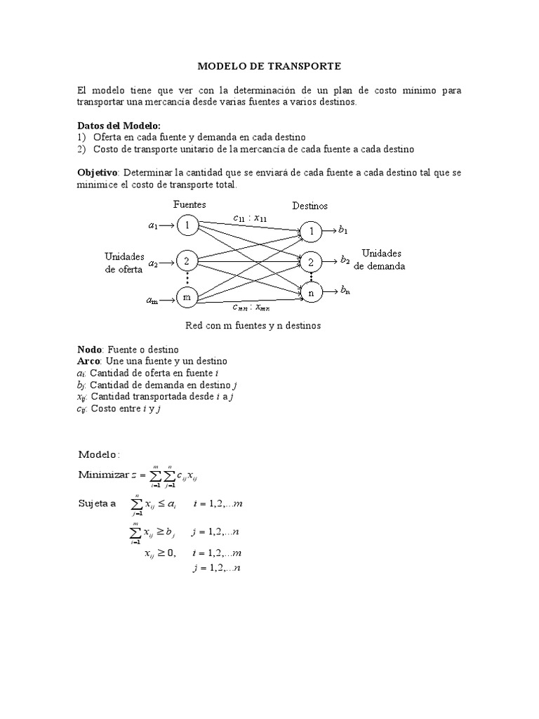 Modelo de Transporte | PDF | Matemáticas Aplicadas | Enseñanza de ...
