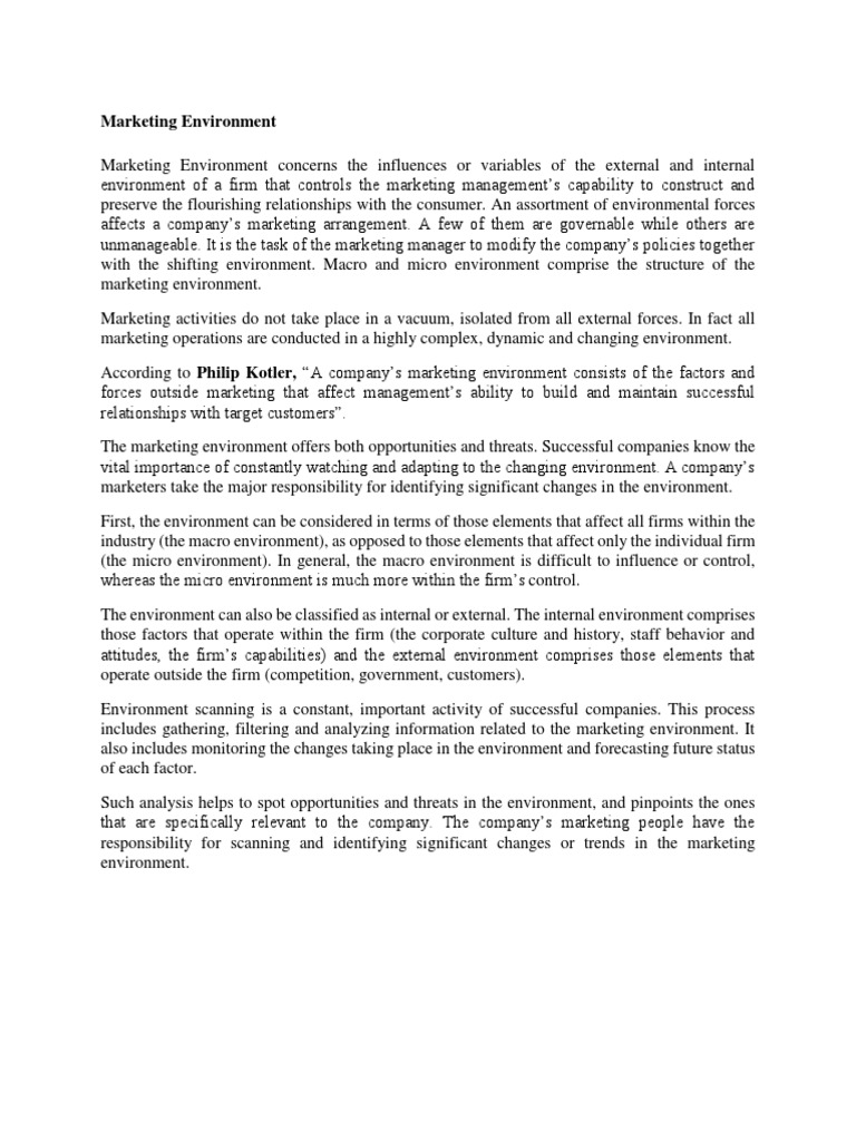 Module 1 Notes, Marketing Environment, Environment Analysis | PDF ...