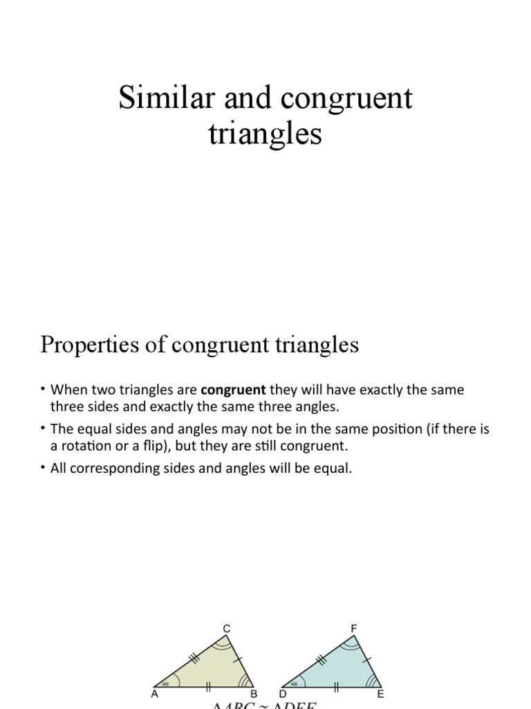 Properties and Methods of Proving Congruence and Similarity of ...