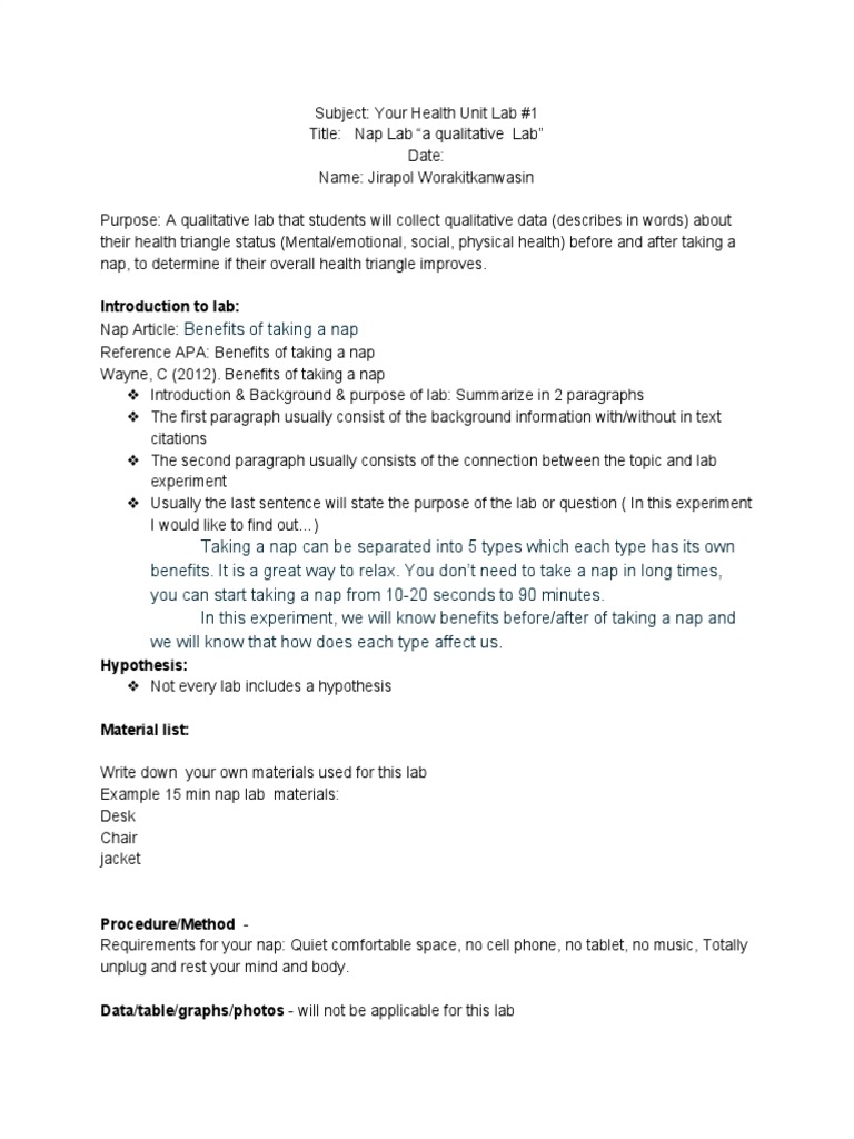 Introduction To Lab | PDF | Sleep | Experiment