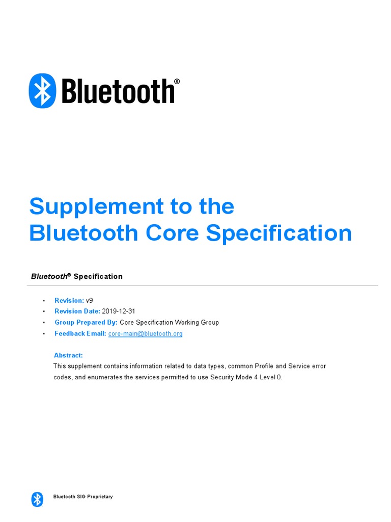 Supplement To The Bluetooth Core Specification | PDF | Bluetooth | Data ...