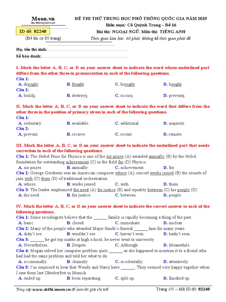 2019 English Exam Practice Paper | PDF | Pyotr Ilyich Tchaikovsky | Vitamin