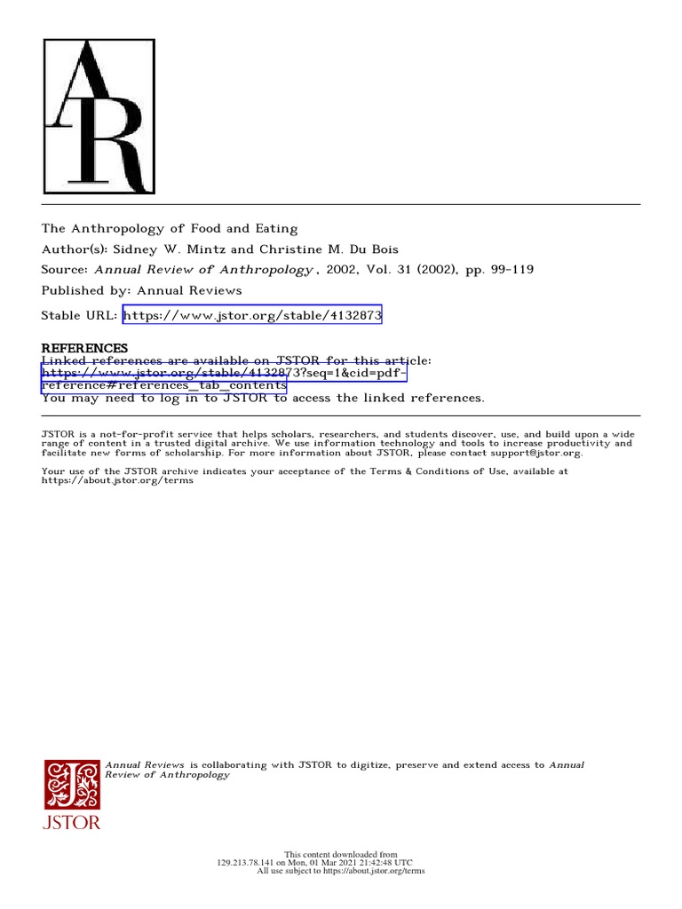 The Anthropology of Foog and Eating | PDF | Ethnography | Foods