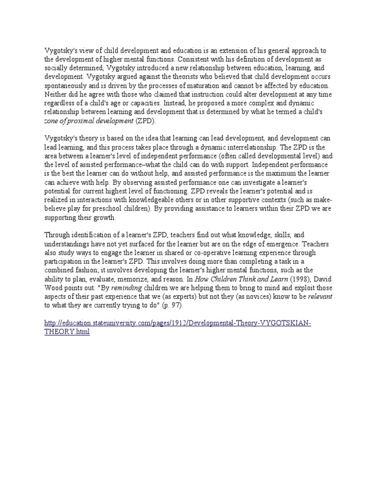 Zone of Proximal Development (ZPD) .: THEORY - HTML | PDF | Learning ...