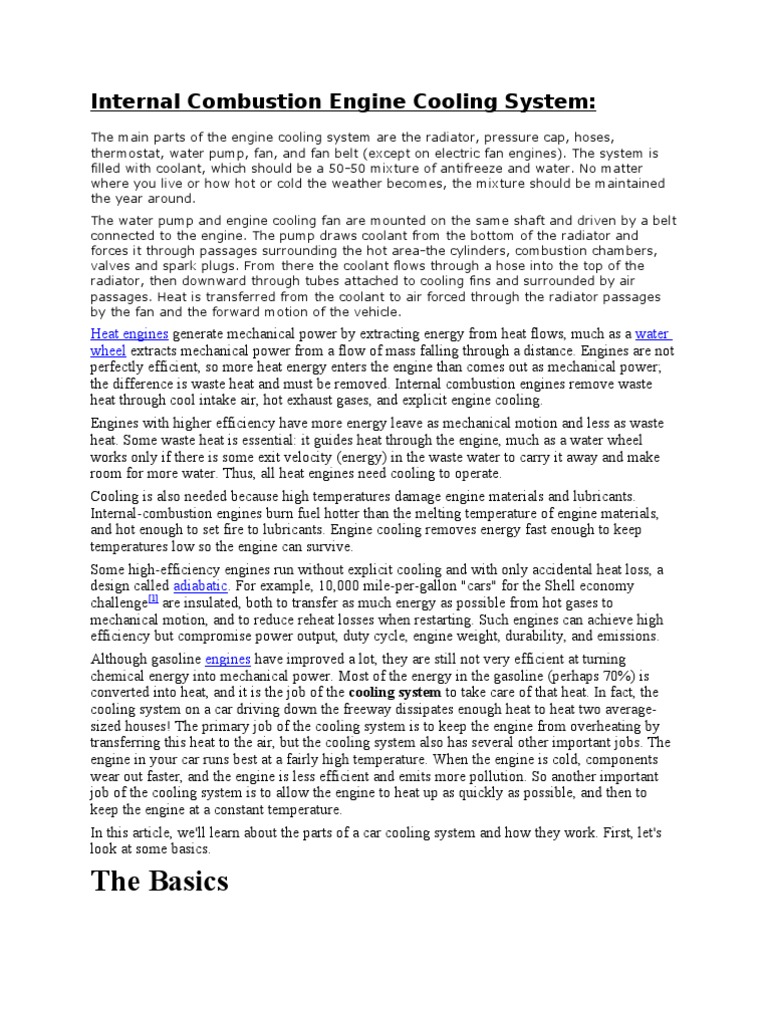 Internal Combustion Engine Cooling System | PDF | Internal Combustion ...