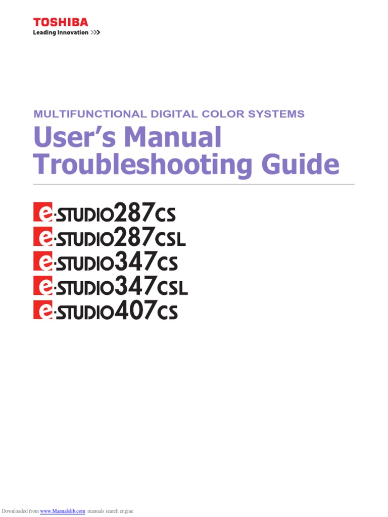 User S Manual Troubleshooting Guide: Multifunctional Digital Color ...