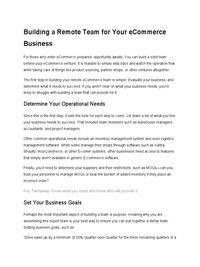 How To Build A Remote Team For Your E-Commerce Business | PDF | E ...