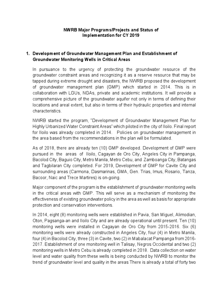 NWRB Major Projects 2019 | PDF | Hydrology | Dam