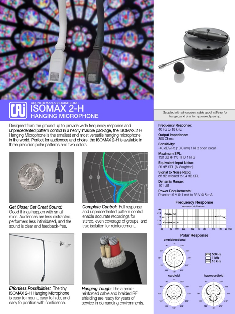 Countryman Isomax 2 H Hanging Microphone Datasheet | PDF | Microphone ...
