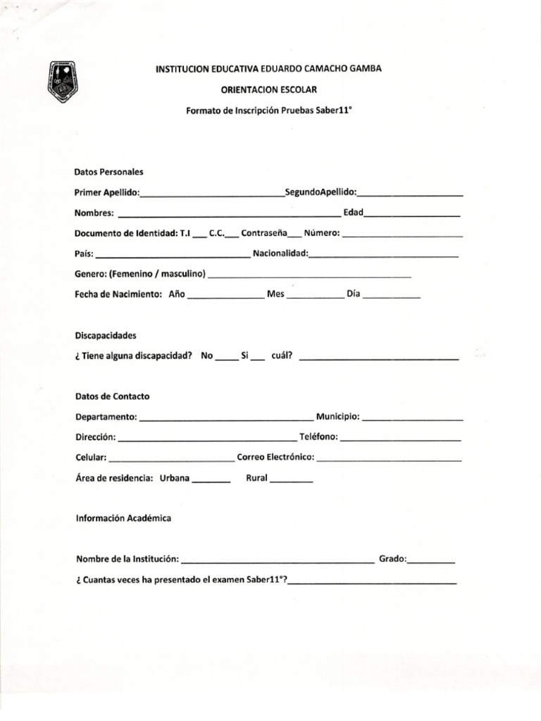 Formulario Inscripcion Icfes | PDF