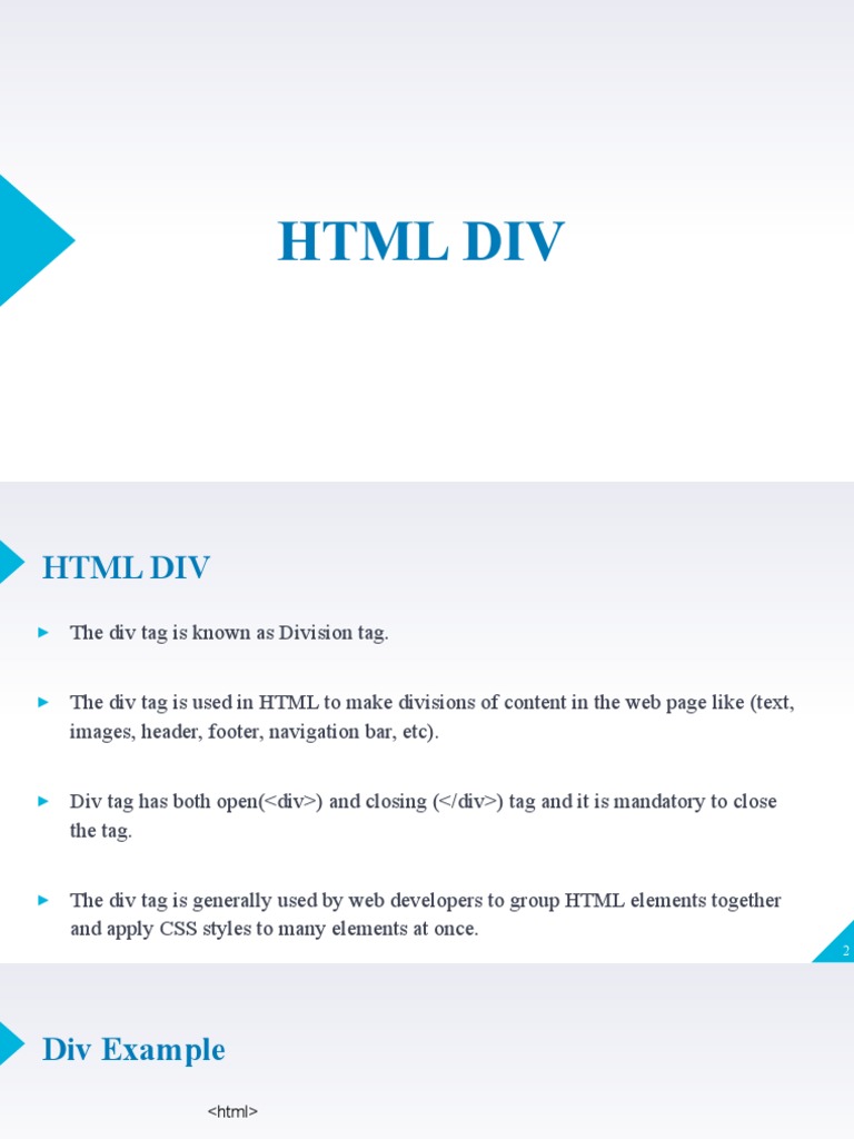 Lec 18 (HTML DIV+Image) | PDF | Html Element | Html