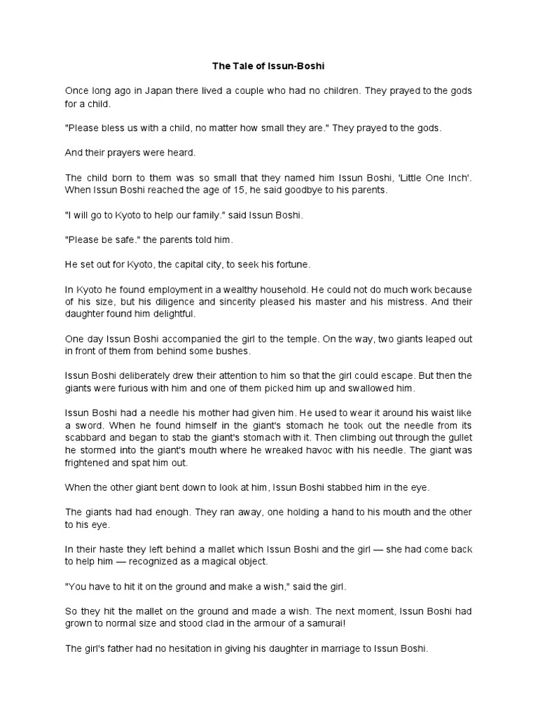 Issun-Boshi: The One-Inch Samurai Story | PDF | Religion & Spirituality ...