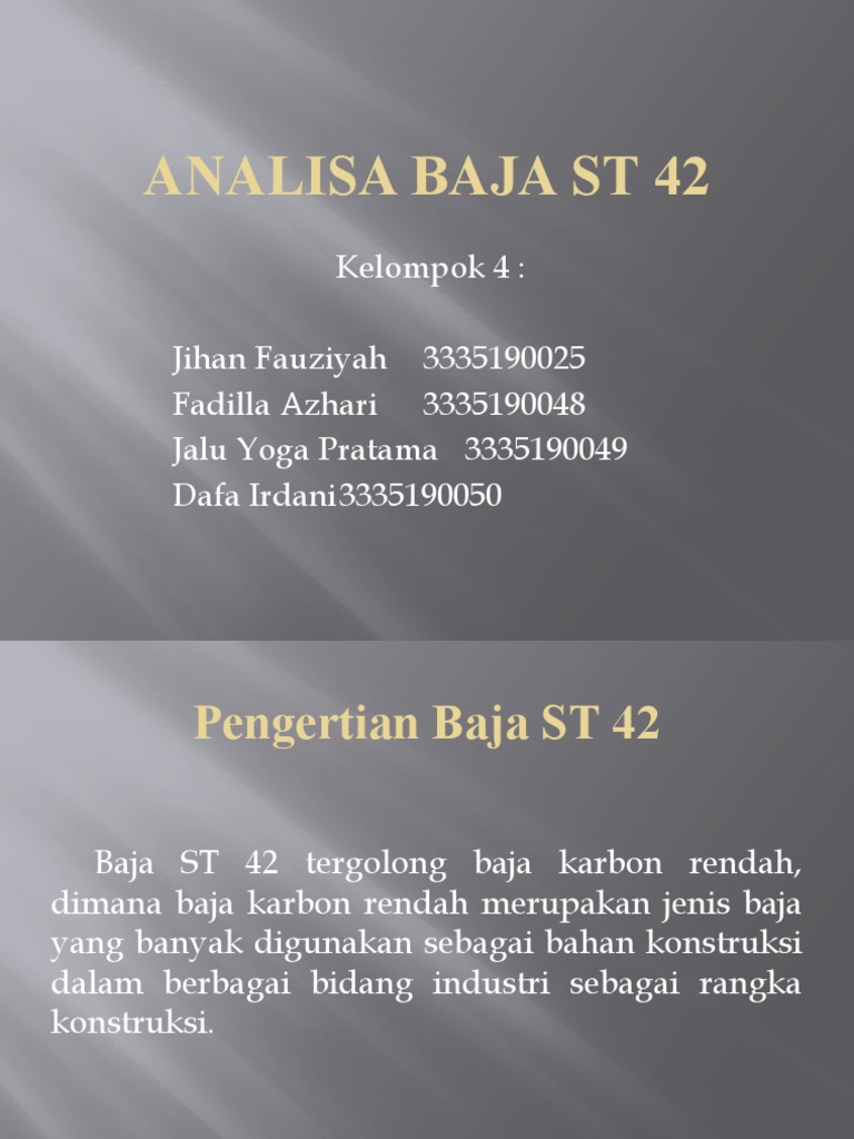 Spesifikasi dan Aplikasi Baja ST 42 | PDF