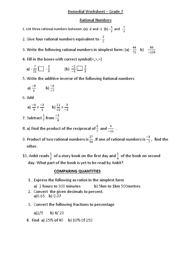 Revision Worksheets - Grade 7 | PDF | Triangle | Percentage