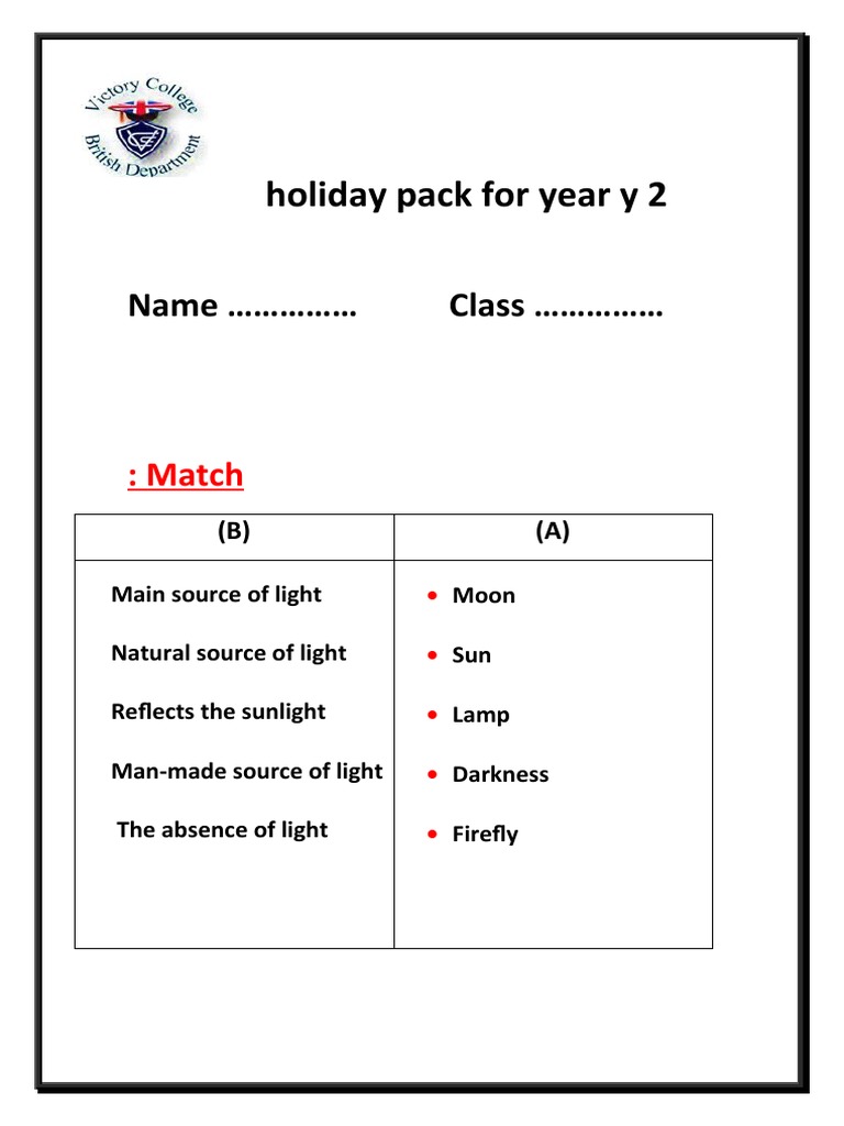 Holiday Pack For Year y 2 | PDF