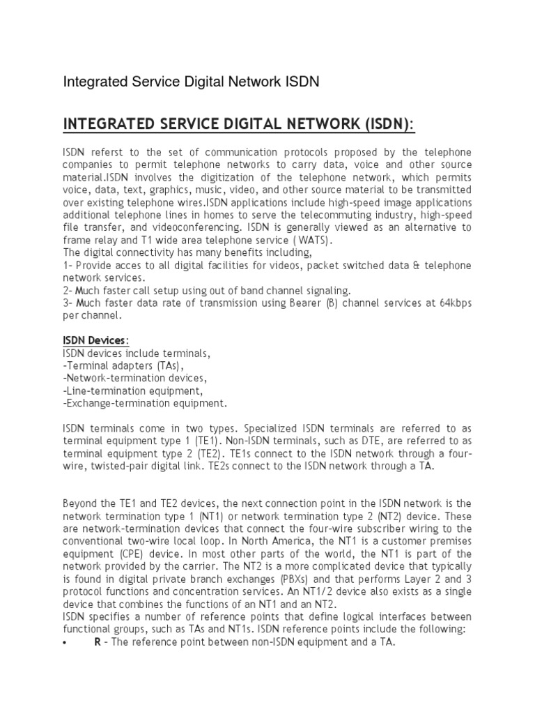 Integrated Service Digital Network Isdn | PDF | Computer Networking ...