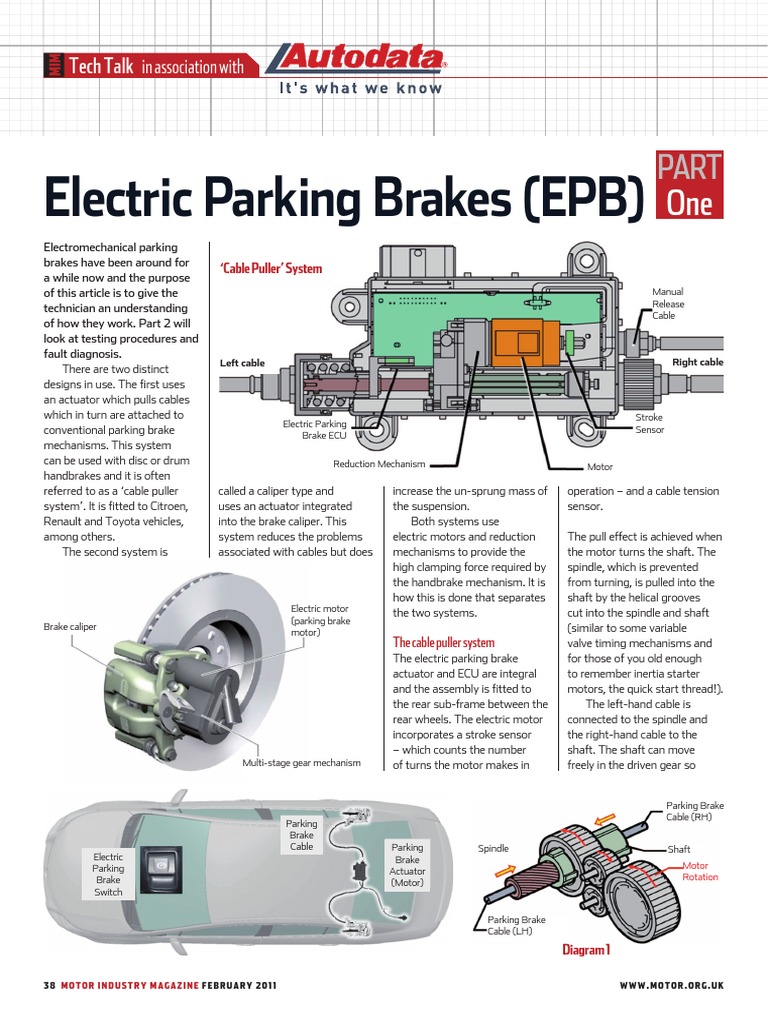Electric Parking Brakes (EPB) : Tech Talk | Download Free PDF | Gear ...